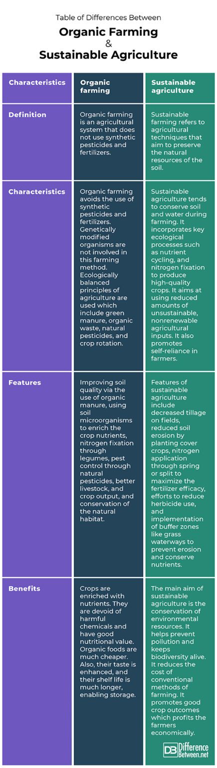 Difference Between Organic Farming and Sustainable Agriculture ...