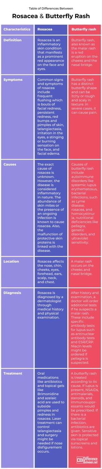 Difference Between Rosacea and Butterfly Rash | Difference Between ...