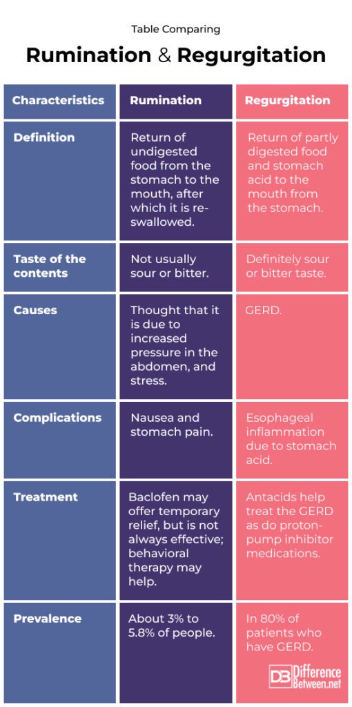 Difference Between Rumination and Regurgitation | Difference Between ...