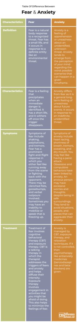 Difference Between Fear and Anxiety | Difference Between | Fear vs Anxiety
